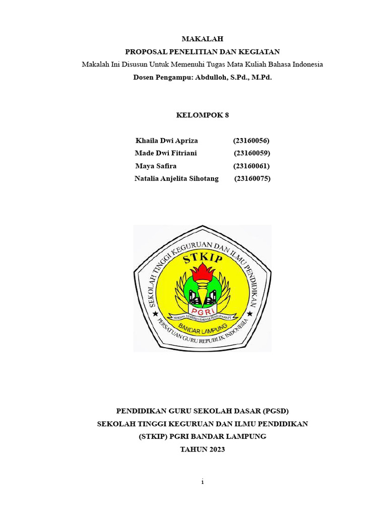 Proposal Penelitian dan Kegiatan PGSD | PDF | Karier & Perkembangan | Seni