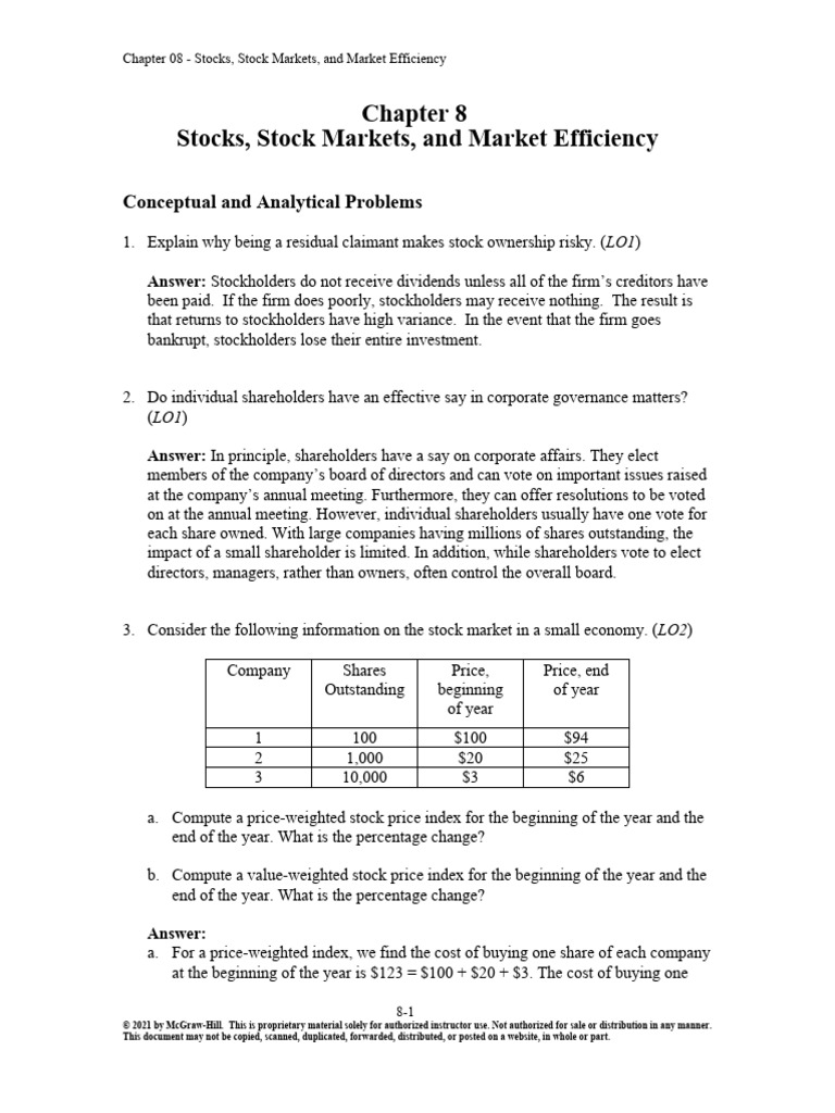 Cecchetti 6e Chapter08 SM | PDF | Stocks | Risk Premium
