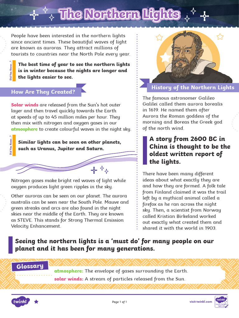 LKS2 The Northern Lights Differentiated Reading Comprehension Activity ...