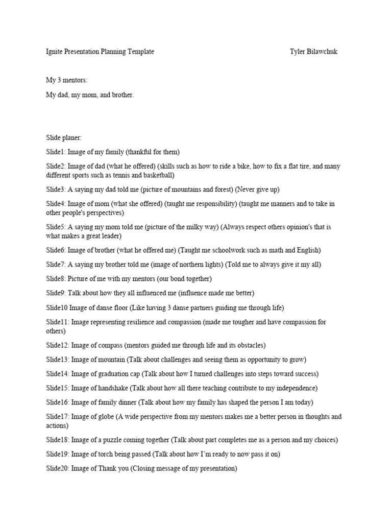 Ignite Presentation Planning Template | PDF