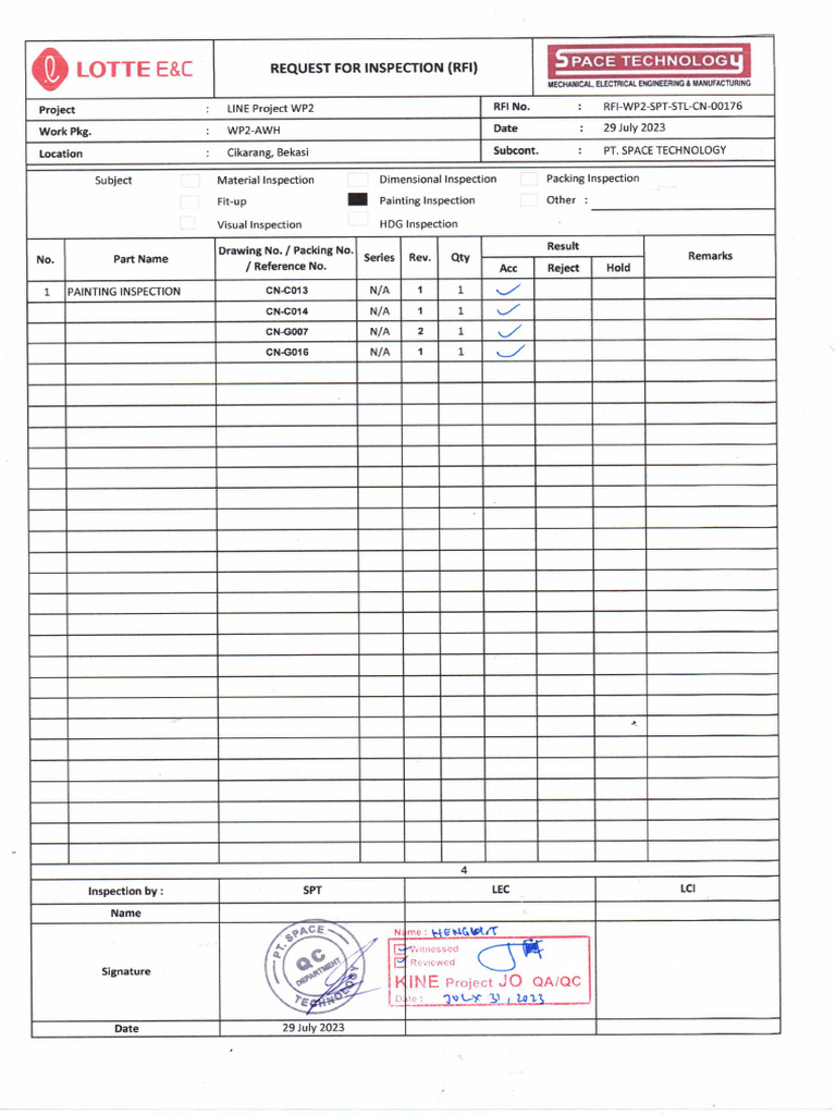 Rfi Wp2 SPT STL CN 00176 Rfi Painting | PDF