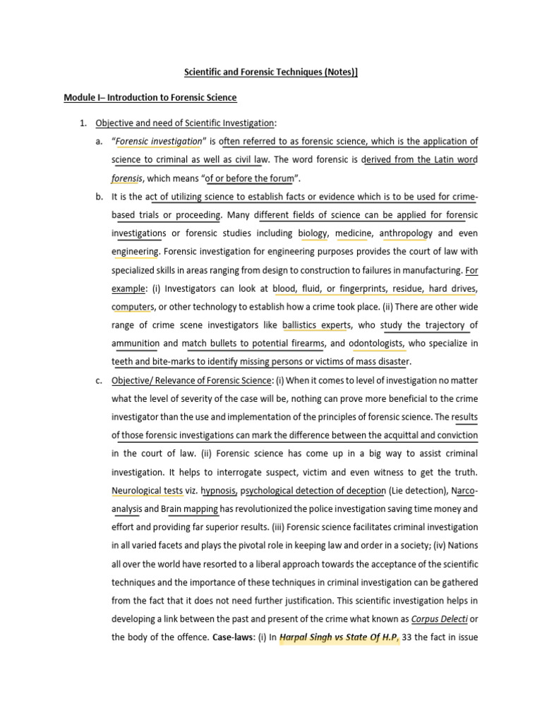 Scientific and Forensic Techniques of Criminal Investigation | Download Free PDF | Forensic ...