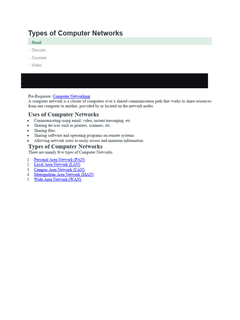 Computer Network Types | PDF | Computer Network | Local Area Network