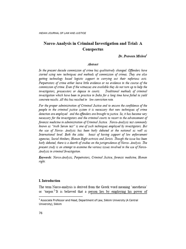 Narco Analysis | PDF | Confession (Law) | Self Incrimination