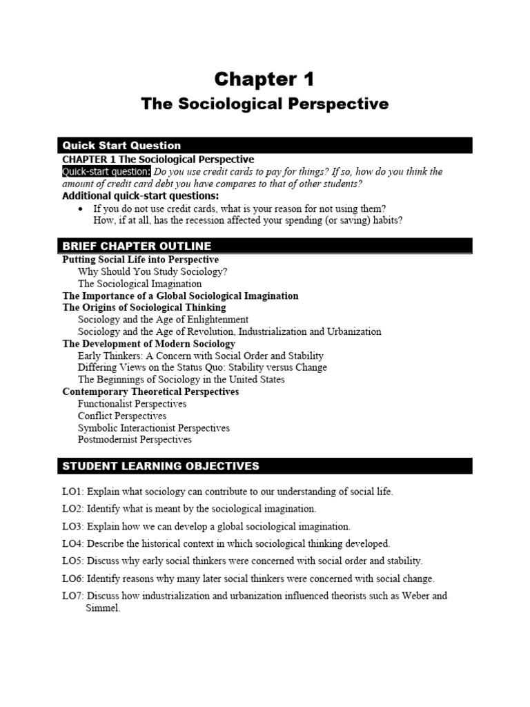 Topic 1 The Sociological Perspectives | PDF | Sociology | Marx's Theory ...