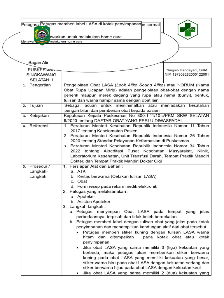 Sop Pengelolaan Obat Lasa | PDF