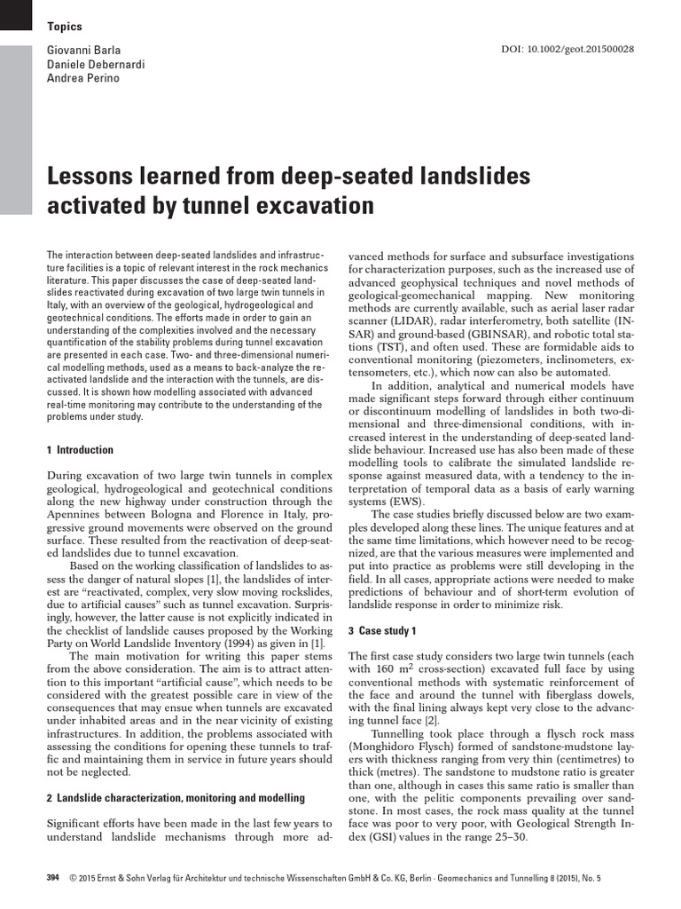 Landslide Interaction with Tunnel Excavation | PDF | Landslide ...