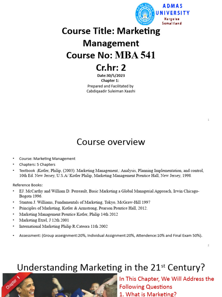Marketing Management Course Overview | PDF | Marketing | Market ...