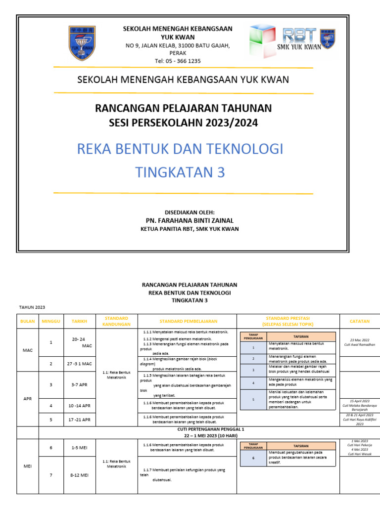 RPT-RBT T3 2023.24 | PDF