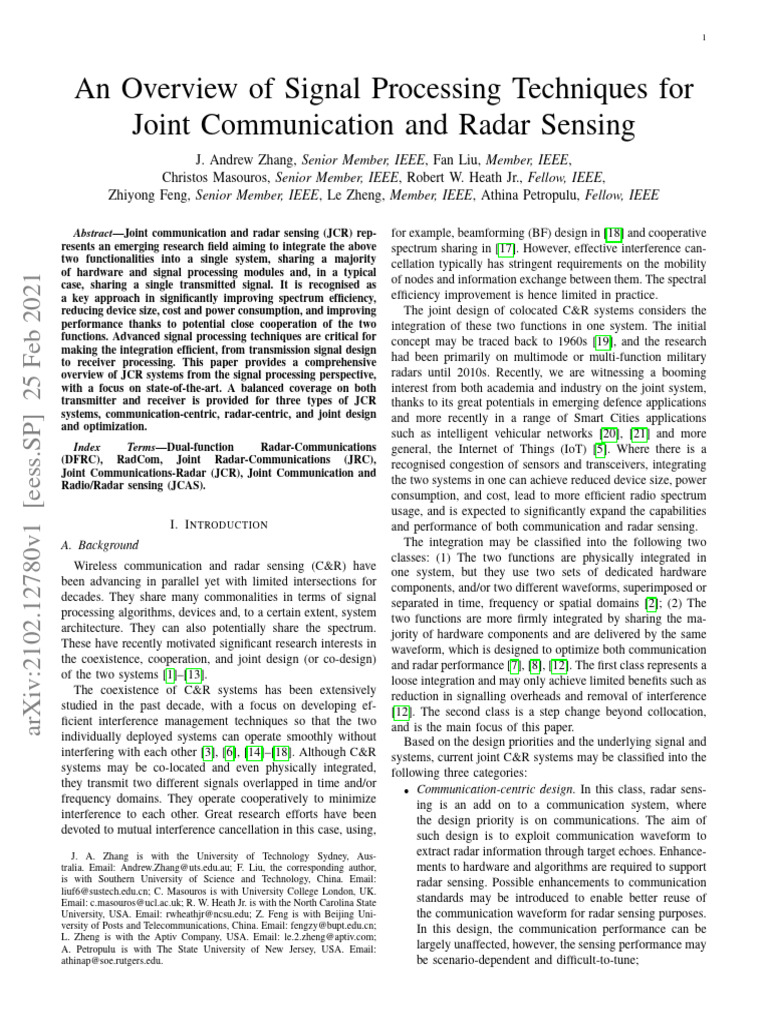 An Overview Of Signal Processing Techniques Pdf Radar Orthogonal Frequency Division