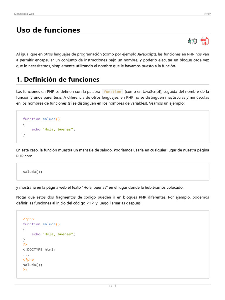 Uso de Funciones | PDF | Archivo de computadora | Php