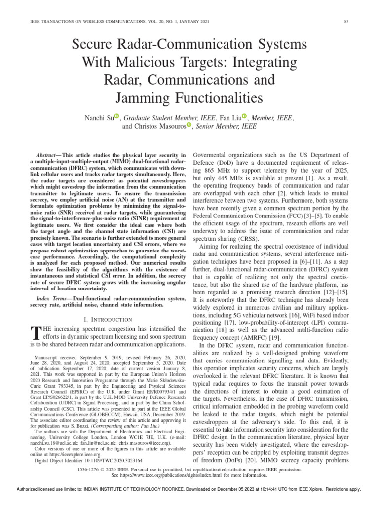 Secure Radar Communication Systems With Malicious Targets Integrating