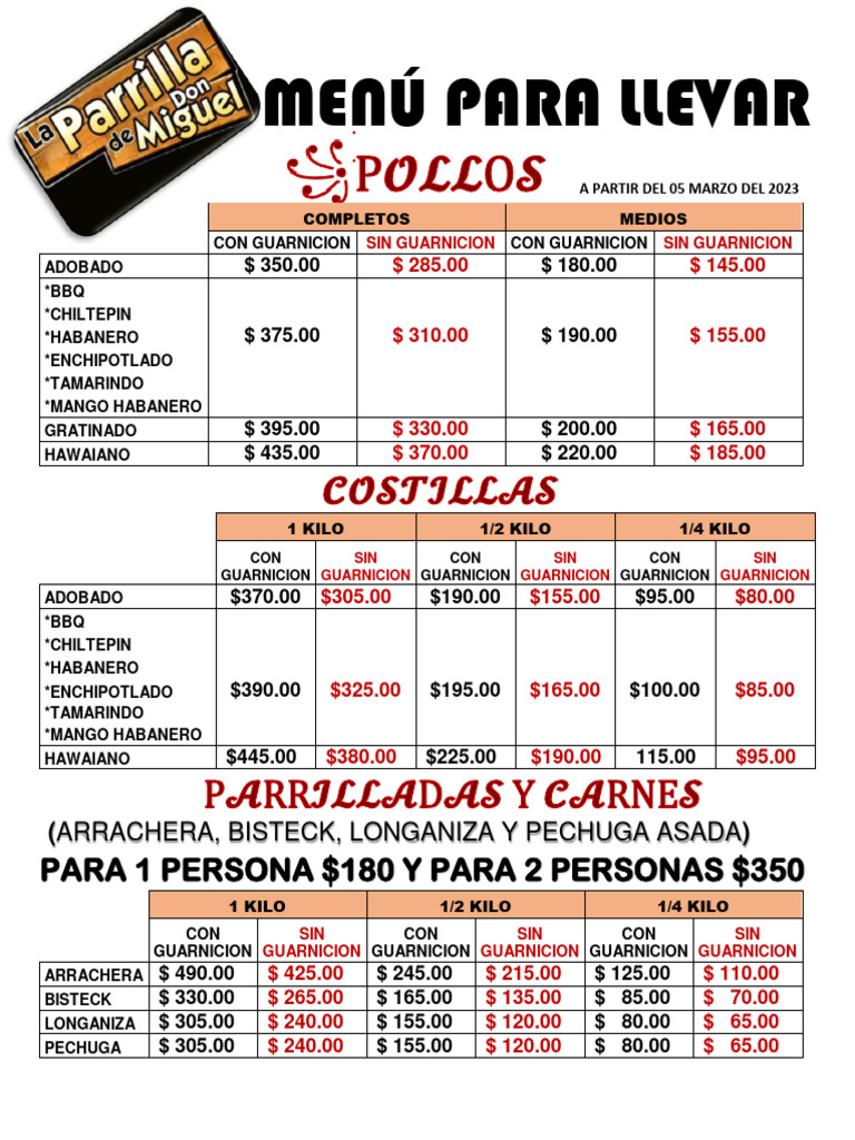 MENÚ PARA LLEVAR 05 MAR 2023 | PDF | Alimentos | Cocina