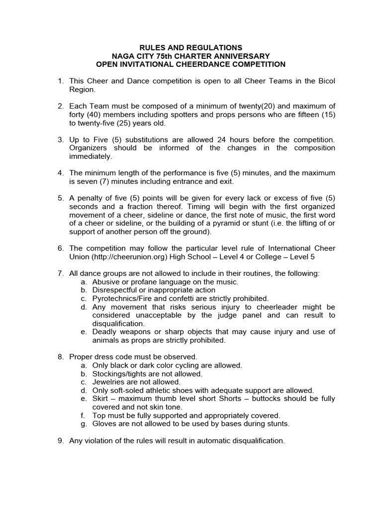 Rules and Guidelines | PDF | Cheerleading