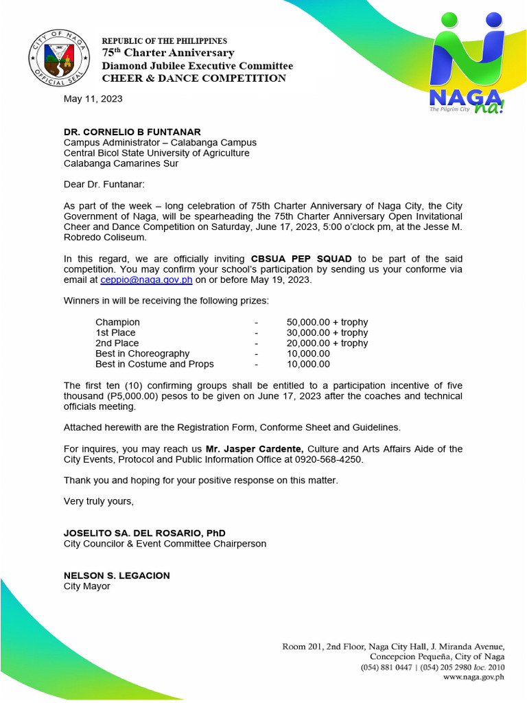 Invitation Letter Highschool and Open | PDF | Sports & Recreation
