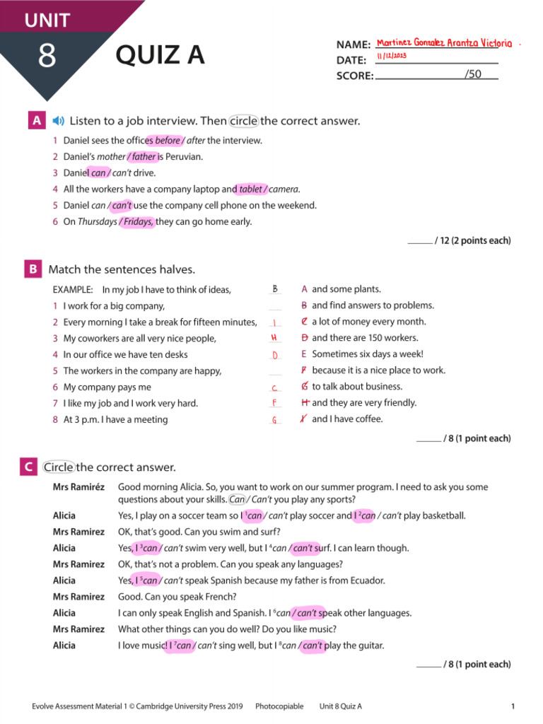 Evolve L1 Unit 8 Quiz a~ | PDF Evolve L1 Unit 8 Quiz a~ | PDF