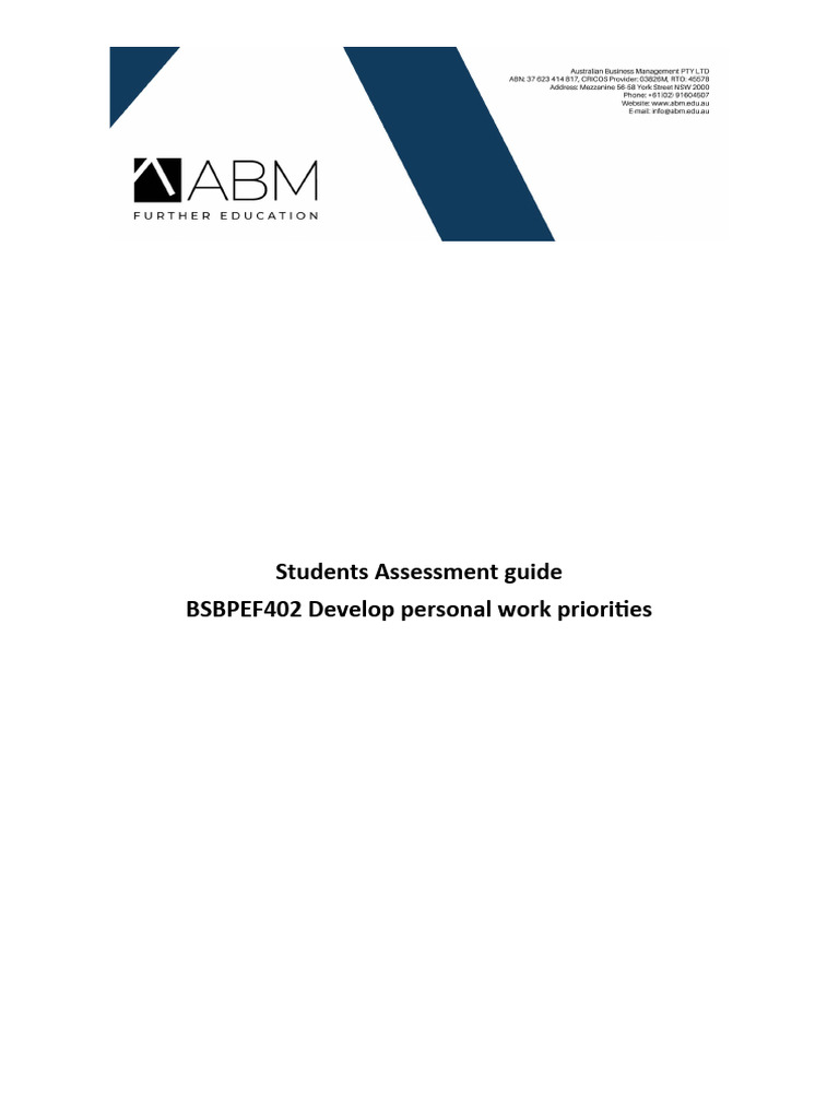 BSBPEF402 Student Assessment Tasks | PDF | Information | Simulation