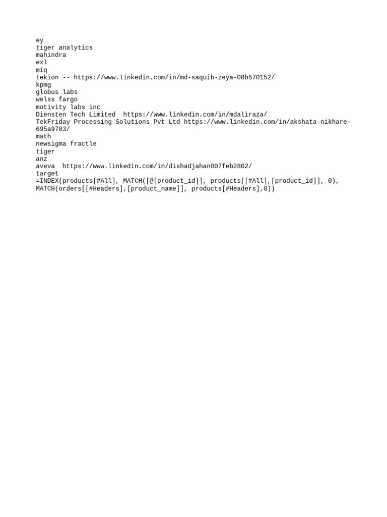 Data Analytics Comp Names | PDF