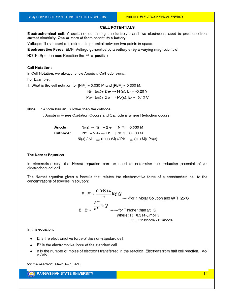 CHEM101 HO4 | PDF | Electrochemistry | Rechargeable Battery
