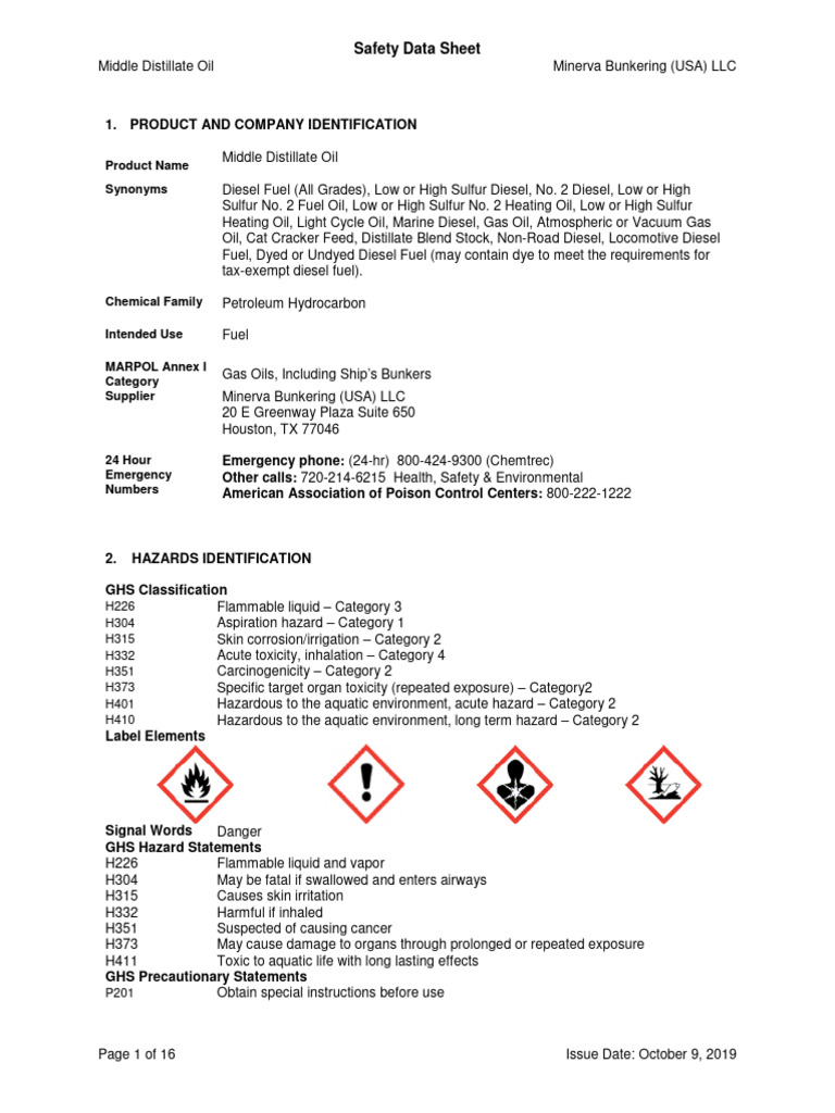 Middle Distillate Oil 2019 Minerva | PDF | Exhaust Gas | Diesel Fuel