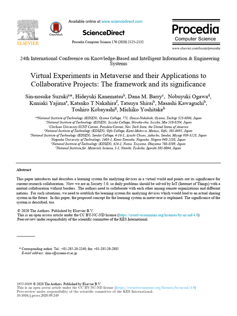 Virtual Experiments in Metaverse and Their Applica | PDF