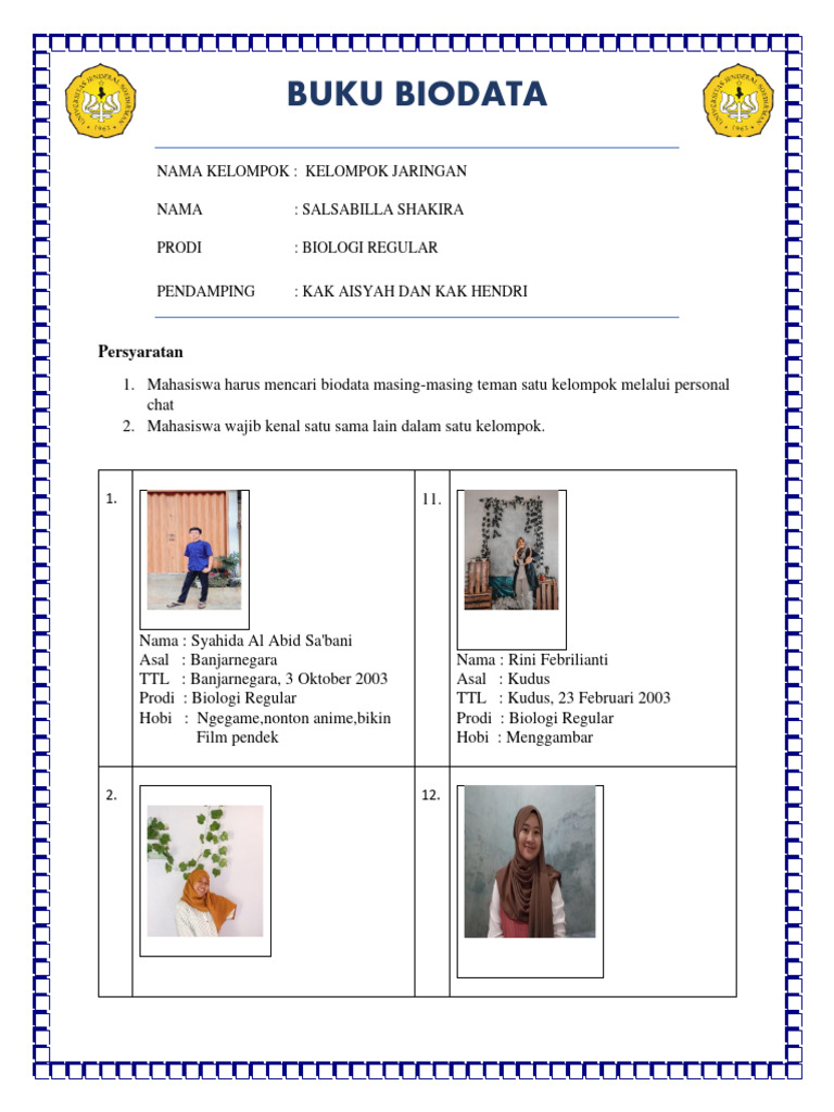 Buku Biodata PKKMB | PDF