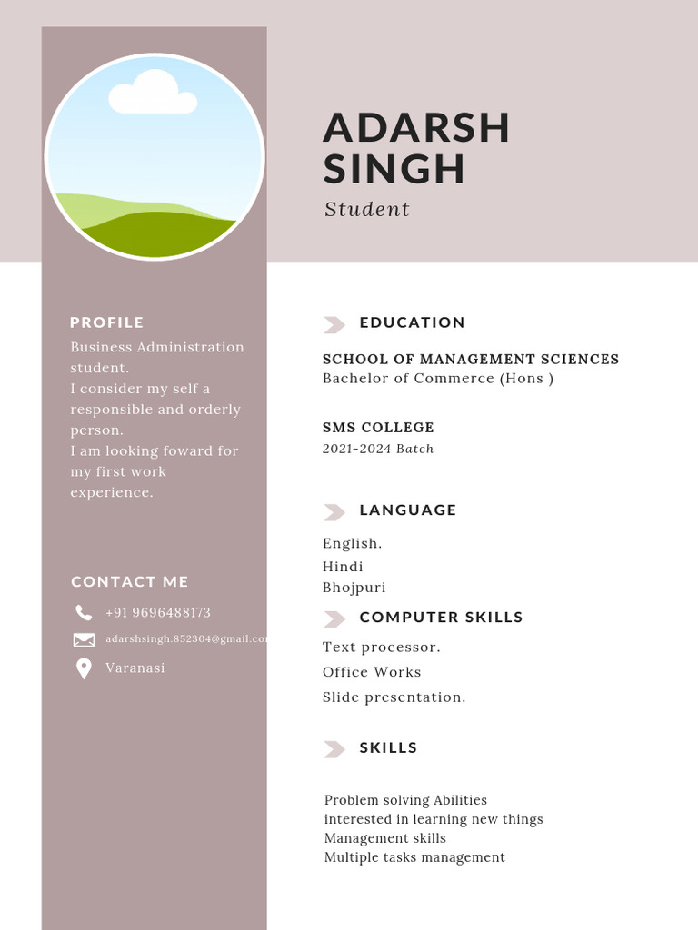 Adarsh Singh: Student | PDF