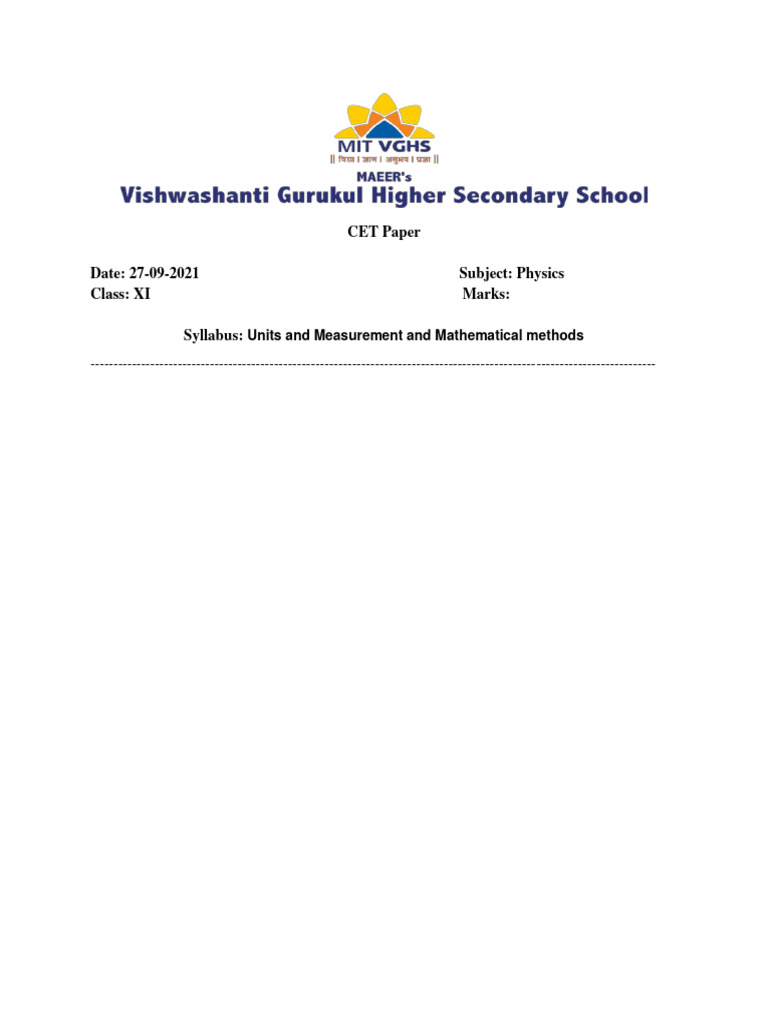 Class 11th PCM CET Paper | PDF | Mole (Unit) | Molecules