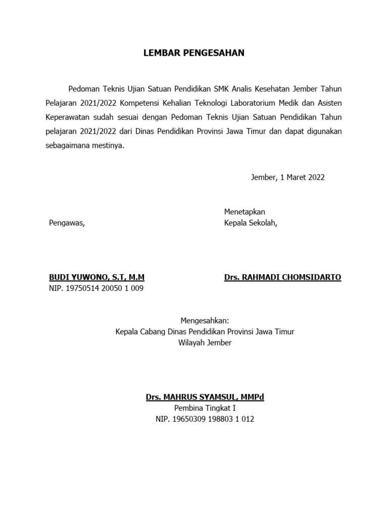 LEMBAR PENGESAHAN POS USP 13 Lmbga | PDF