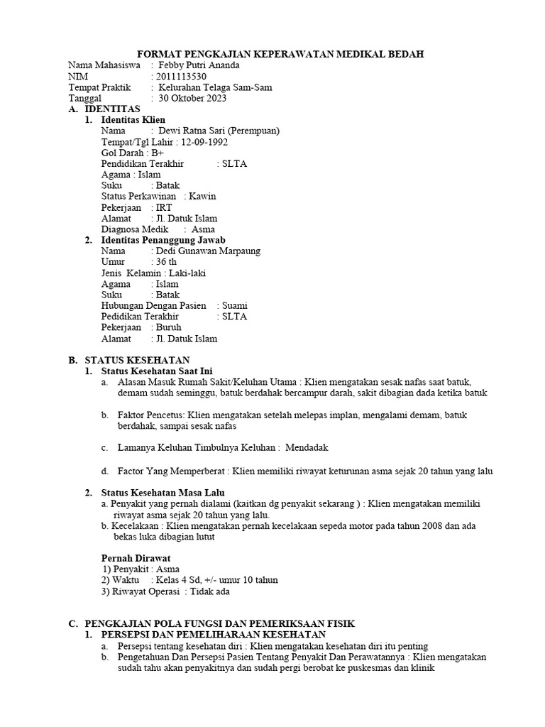 Pengkajian Preklinik KMB | PDF