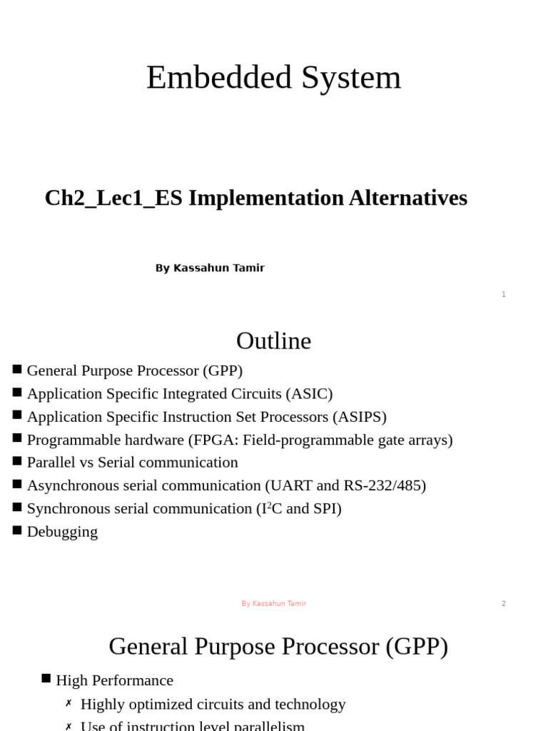 Ch2 - Lec1 - ES Implementation Alternatives | PDF | Field Programmable Gate Array | Computing