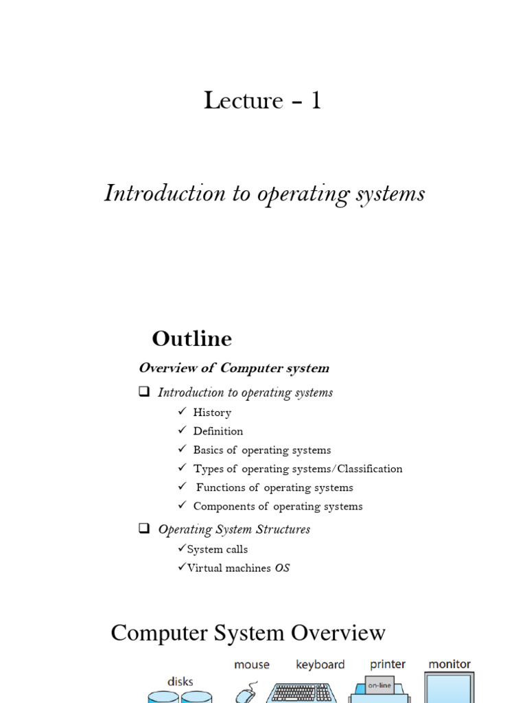 Lecture - 1 | Download Free PDF | Operating System | Bios