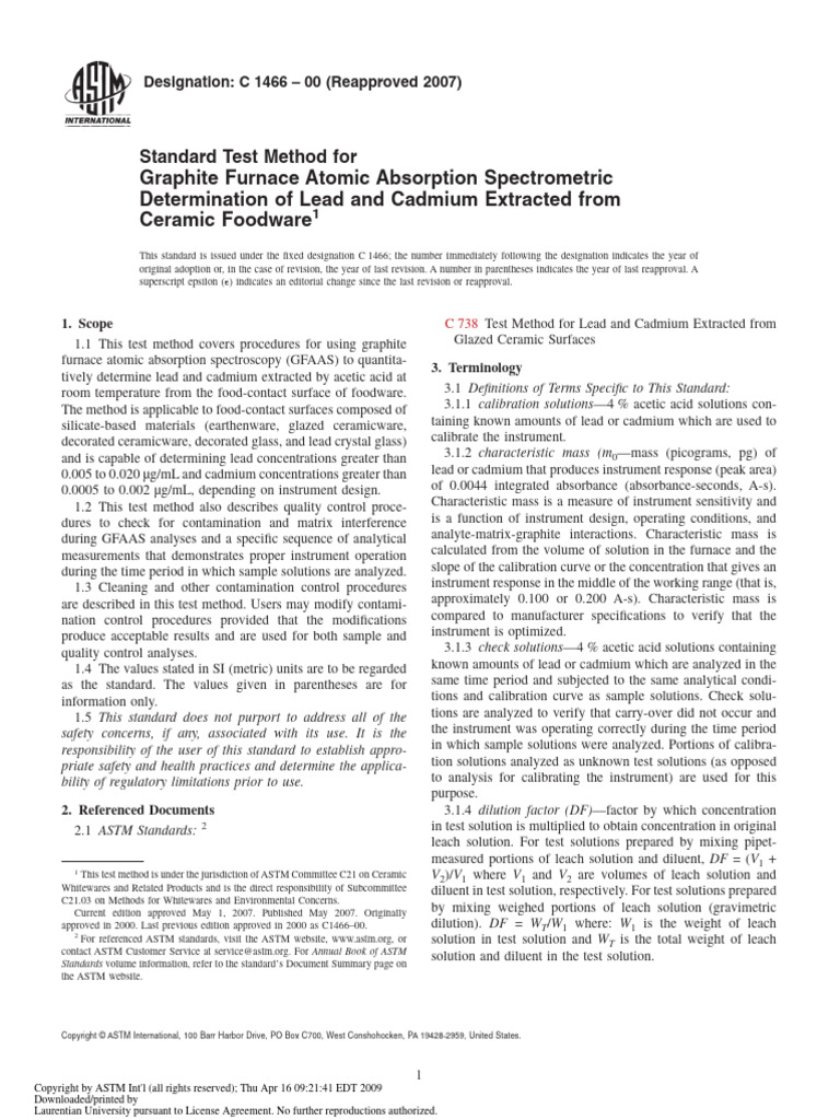 Graphite Furnace Atomic Absorption Spectrometric Determination of Lead ...