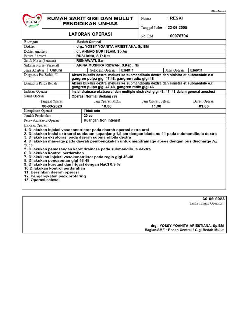 Insisi Drainase Ekstraoral-Intraoral+ekstraksi | PDF | Sains & Matematika