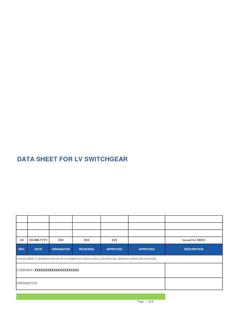 Datasheet For LV Switchgear | PDF | Alternating Current | High Voltage