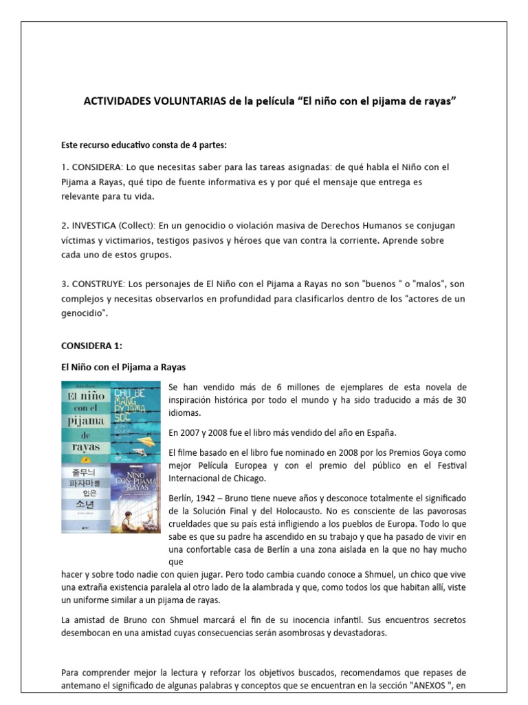 Actividades El Niño Con El Pijama de Rayas | PDF | Alemania nazi | nazismo