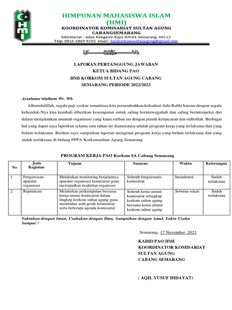 LPJ Pao Korkom Sa 2022-2023 | PDF