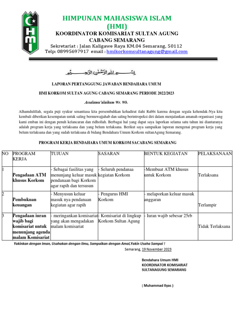LPJ Bendum Korkom Sa 2022-2023 | PDF