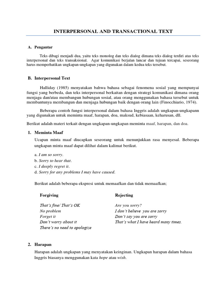 Teks Interpersonal dan Transaksional | PDF