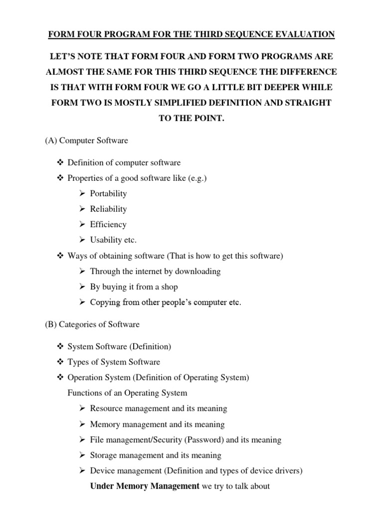 FORM FOUR 3rd Evaluation Program | PDF