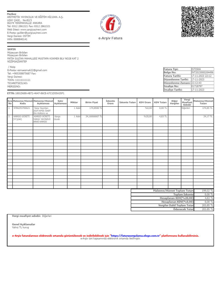 E-Arşiv Fatura | PDF