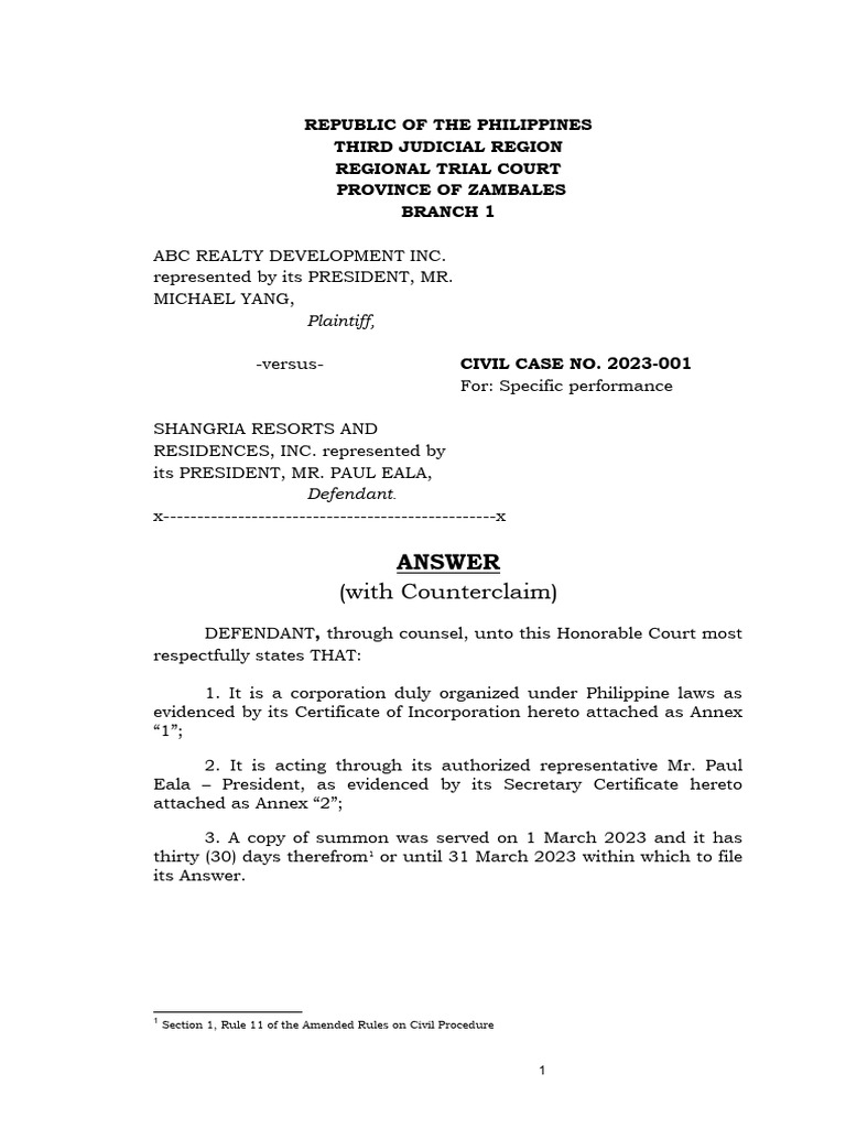 Draft Answer GRP 3 | PDF | Securities (Finance) | Cause Of Action