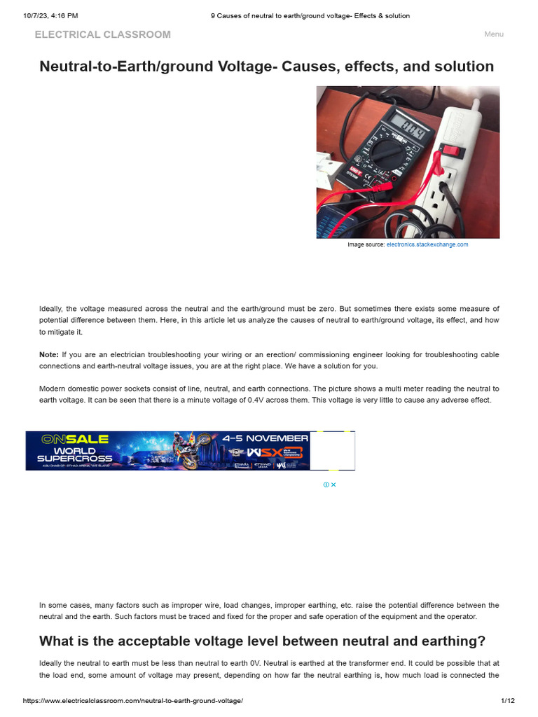 Neutral to Earth Voltage: Causes & Solutions | PDF | Power (Physics ...
