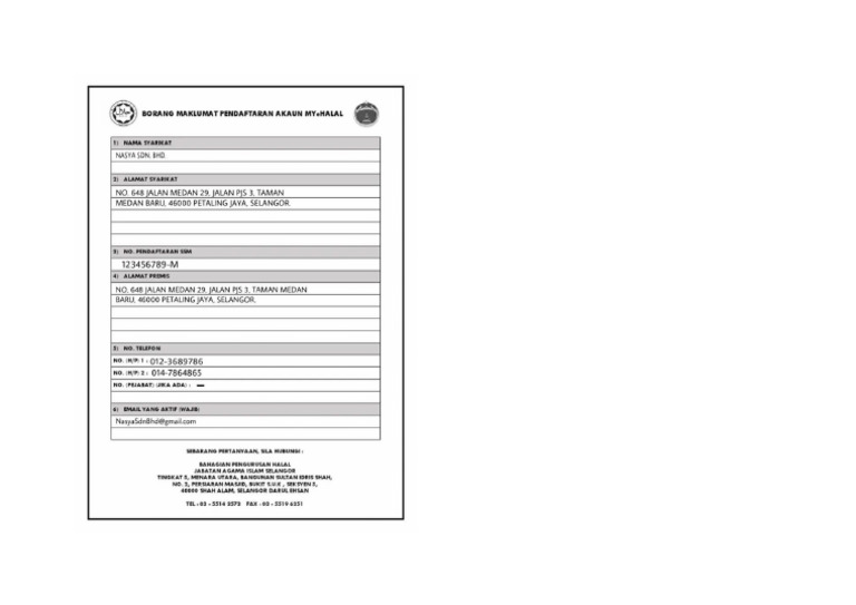 1. Borang permohonan MYeHALAL | PDF