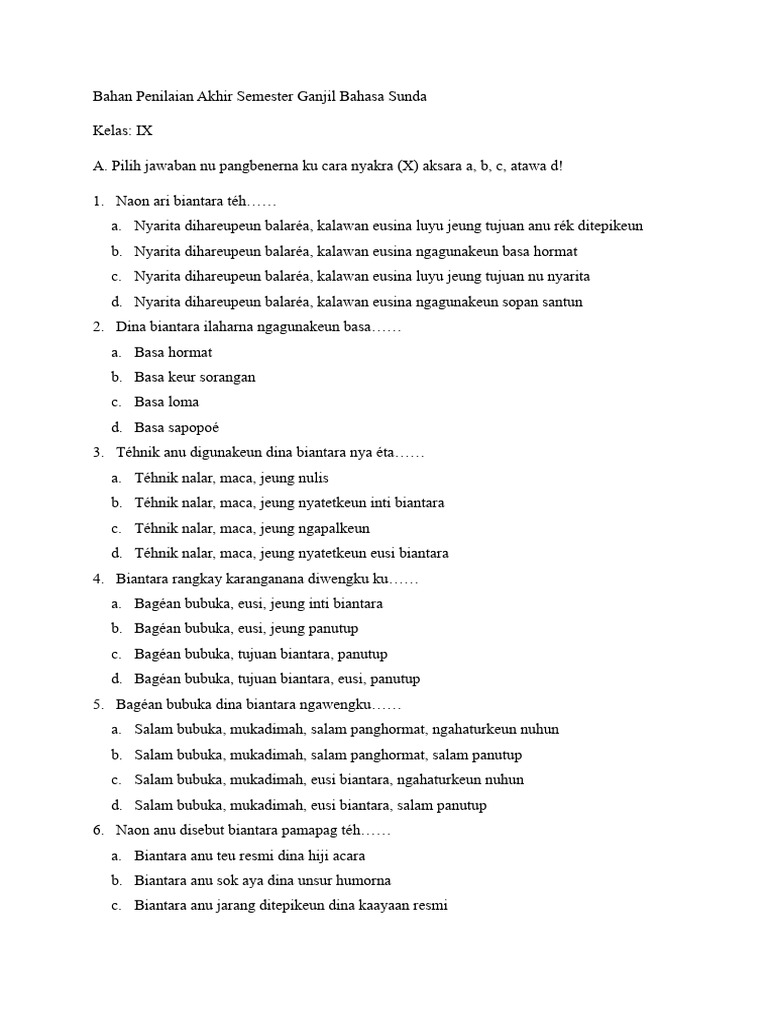 Contoh Soal Psas Kelas Ix | PDF