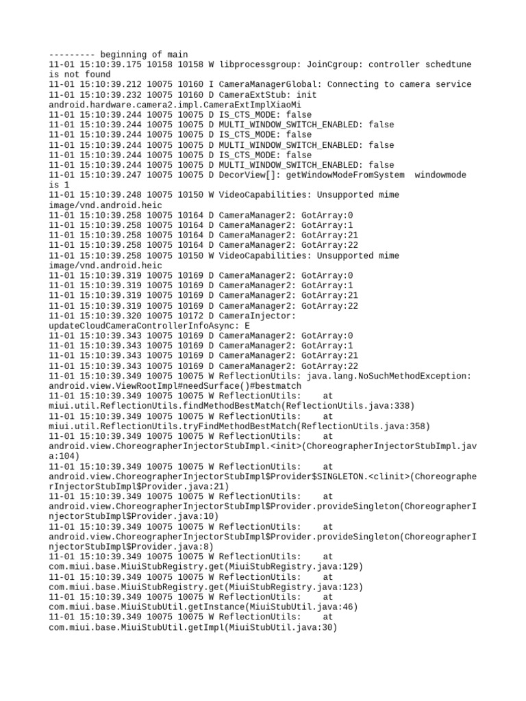 Android Camera Log Warnings | PDF | Software Development | Computing