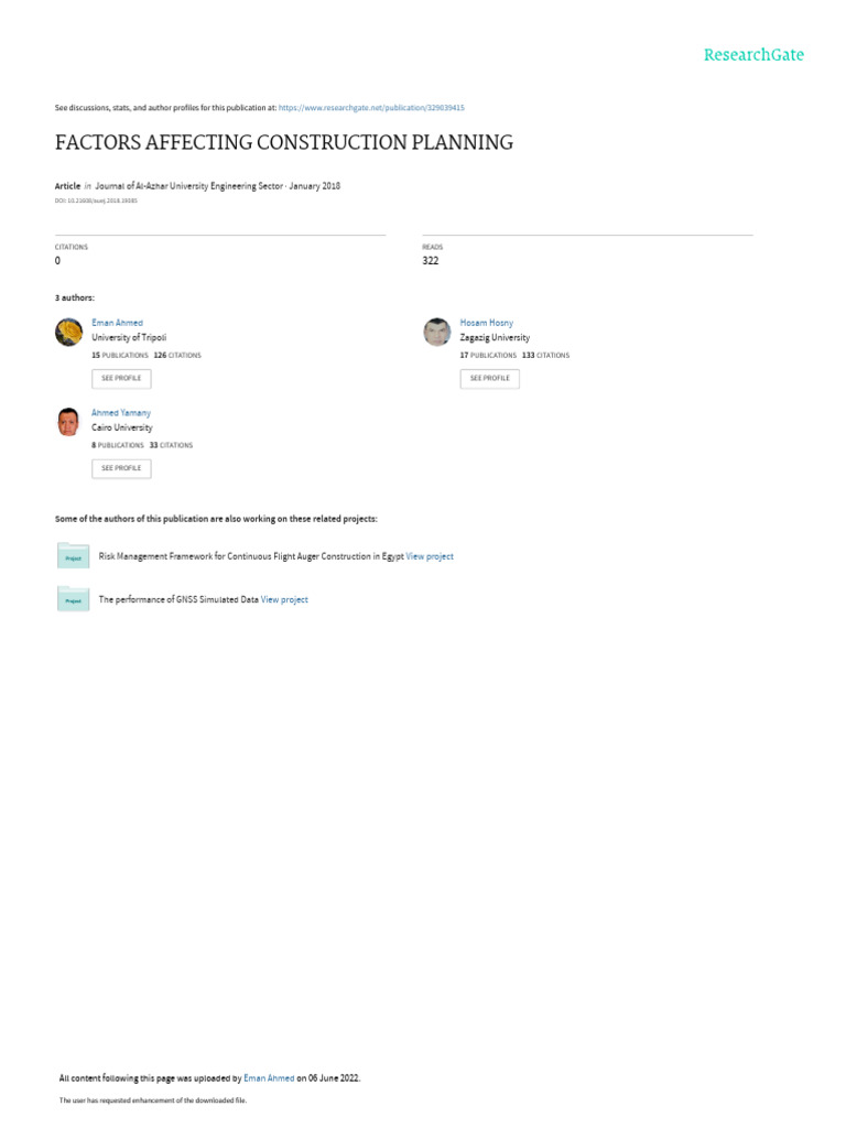 Factors Affecting Construction Planning Pdf Science