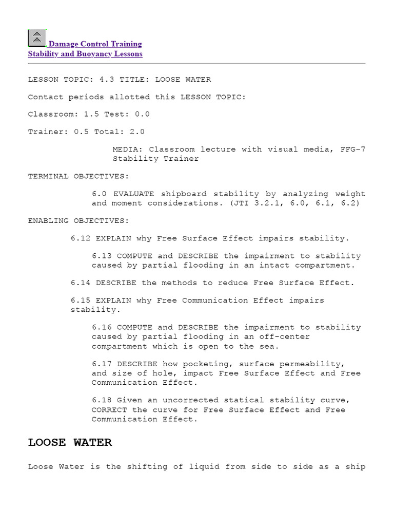 Free Surface Effect in Ship Stability | PDF | Ships | Center Of Mass