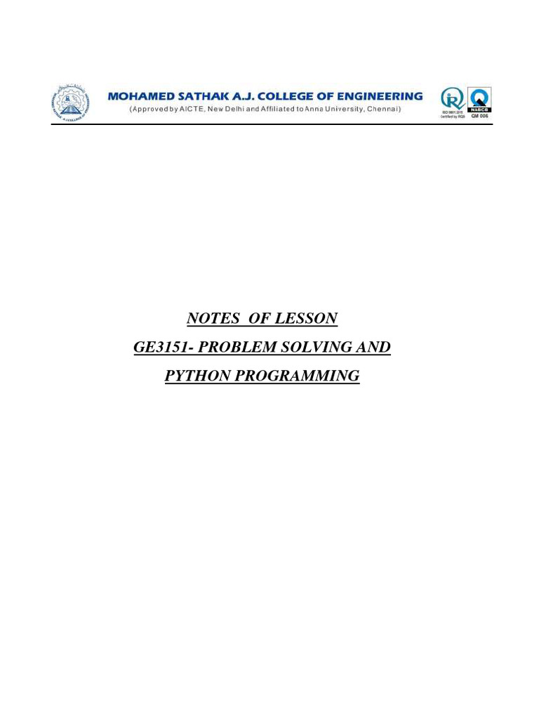 GE3151-Lab Manual | PDF | Control Flow | Algorithms