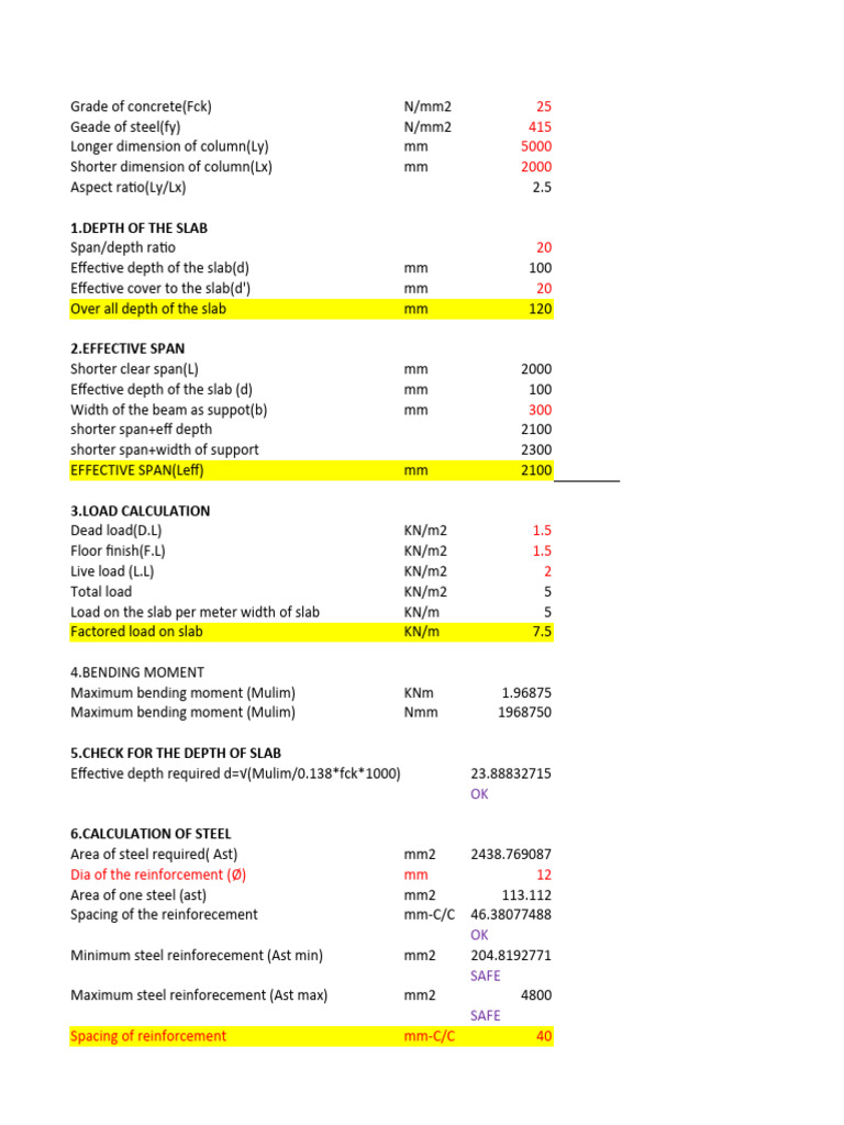 RCC ONE WAY SLAB | PDF | Physical Sciences | Structural Engineering